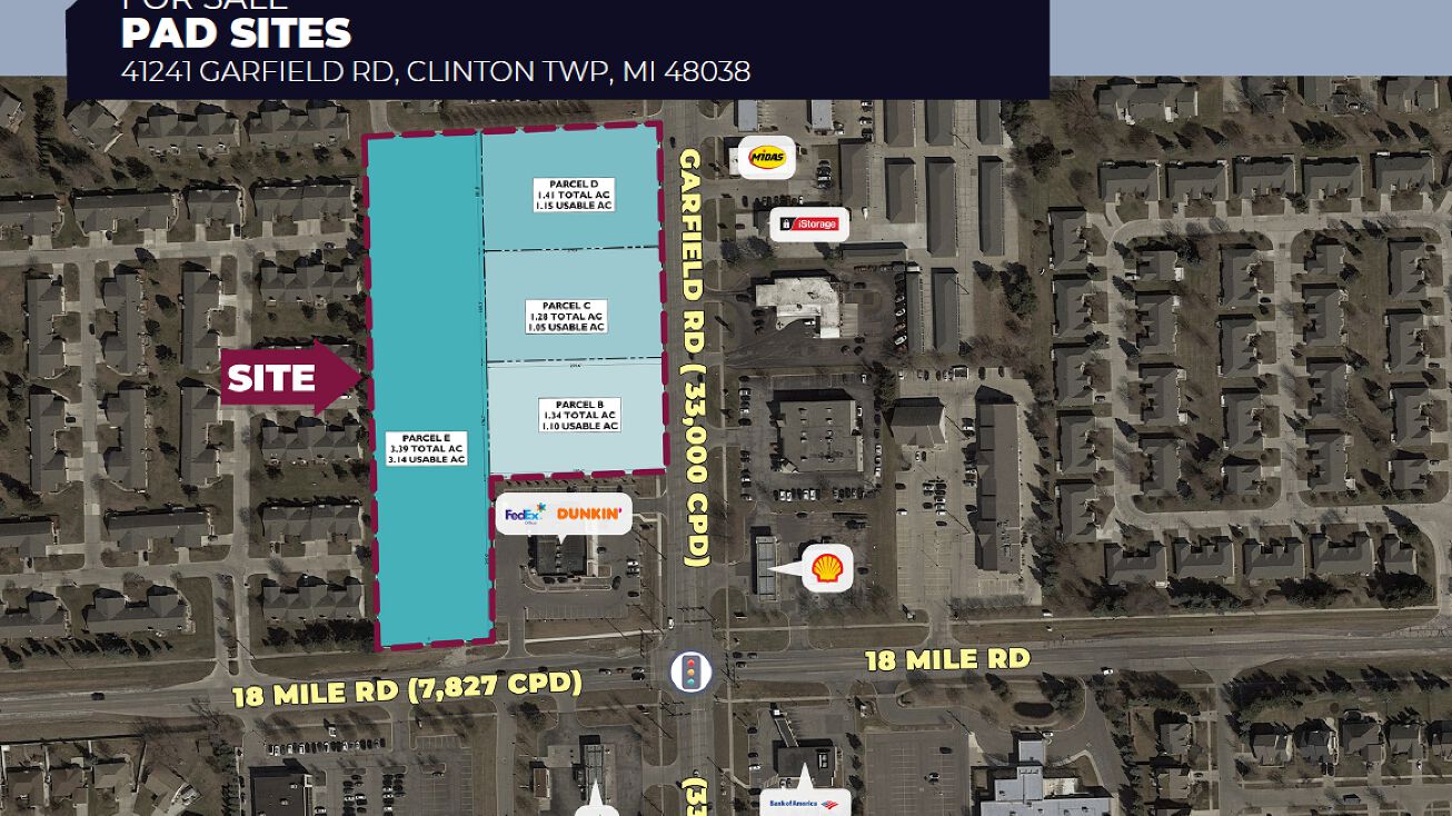 41241 Garfield Rd, Clinton Twp, MI 48038 - Land for Sale - Pad Sites ...