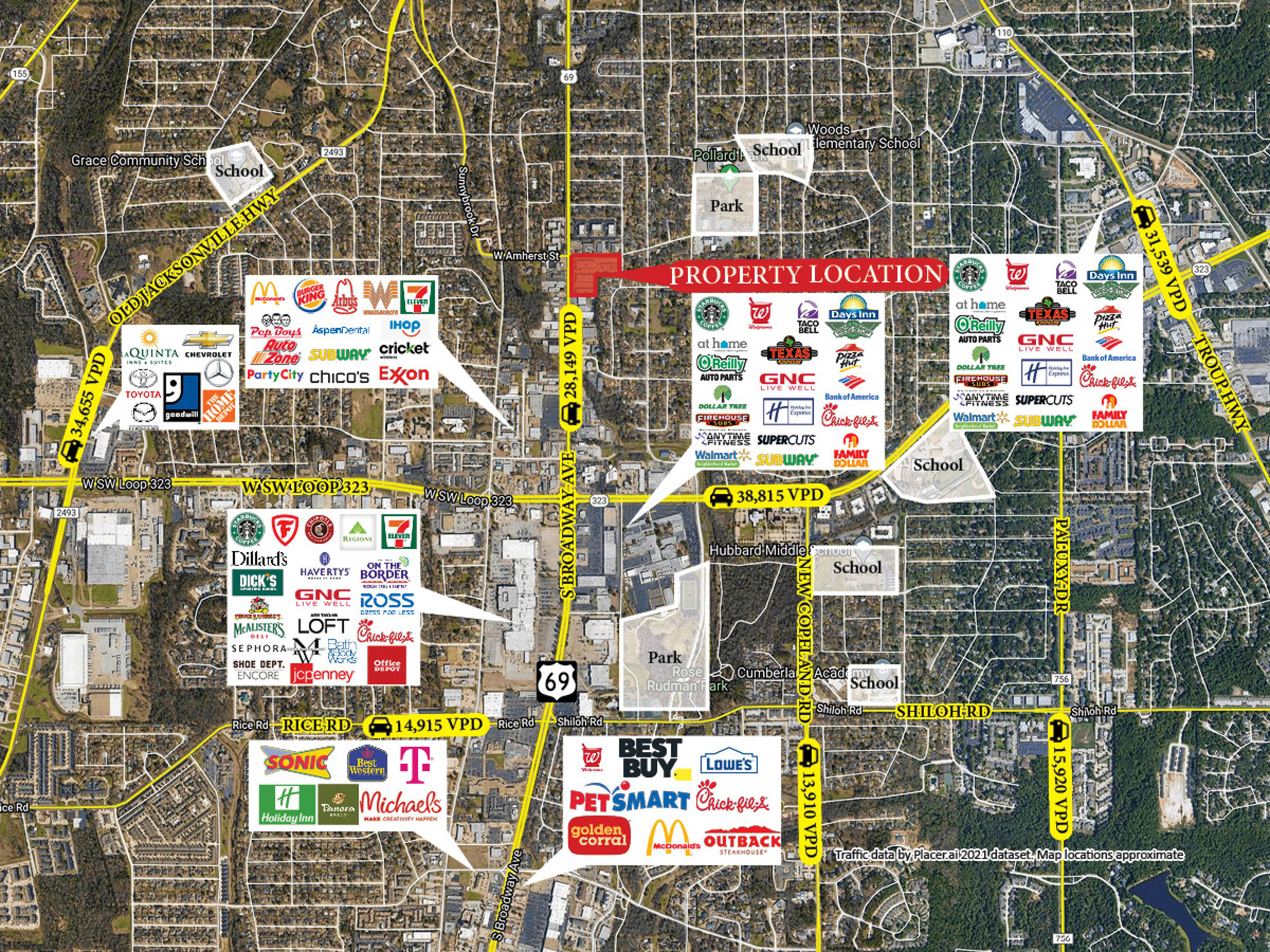 3400, 3500, 3502 S Broadway Ave & 225 E Amherst St, Tyler, TX 75701 ...