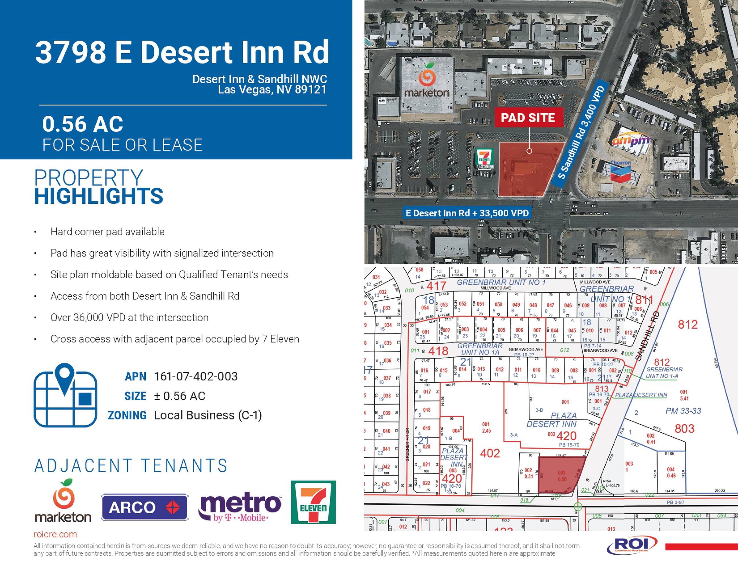 3798 E DESERT INN RD Las Vegas NV 89121-3339 APN: 161-07-402-003 ...